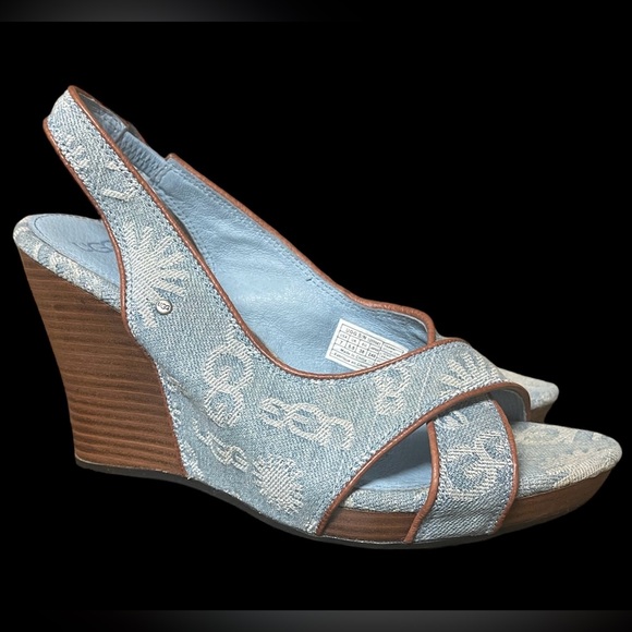 UGG | Shoes | Ugg Australia Hazel Denim Wedge Platform Sandals Size 7 ...